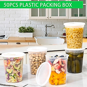 ulafbwur Deli Containers with Lids, 50-Pack Heavy-Duty Stackable Reusable Airtight Plastic Food Storage Container for Meal Prep, Freezer & Microwave Safe (50 Set Combo). L