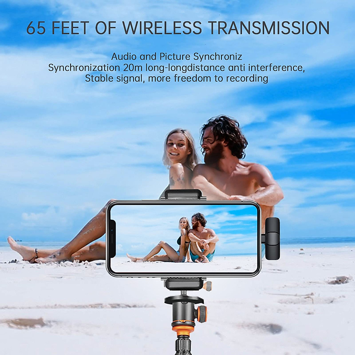 NUNUWE Wireless Lavalier Microphone for iPhone iPad, Mini Lapel Wireless Microphone for Video Recording, TikTok Facebook Live Steam, Youtubers, Vloggers, Interview, Clip-on Plug & Play (Black)