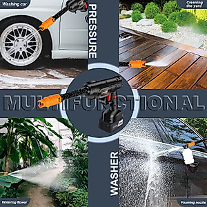 Tegatok Cordless Pressure Washer, 20V Battery Pressure Washer with Rechargeable Battery, Charger and Accessories, Portable Pressure Washer for Cleaning Car/Floor/Fence/Side and Watering Black