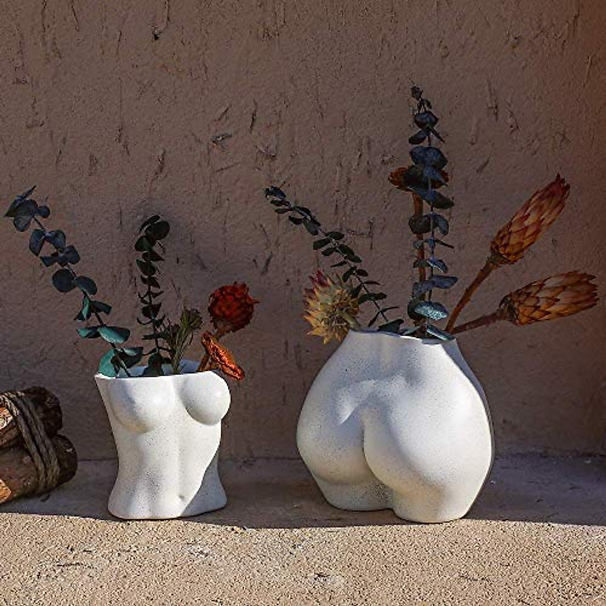 FROZZUR Body Plant Pot Butt Vase, Female Body Flower Pots with Drainage Holes, Resin Flower Planter Modern, Modern Design Boho Form Pieces, Artificial Faux Potted Flower for Home Decor Indoor Outdoor