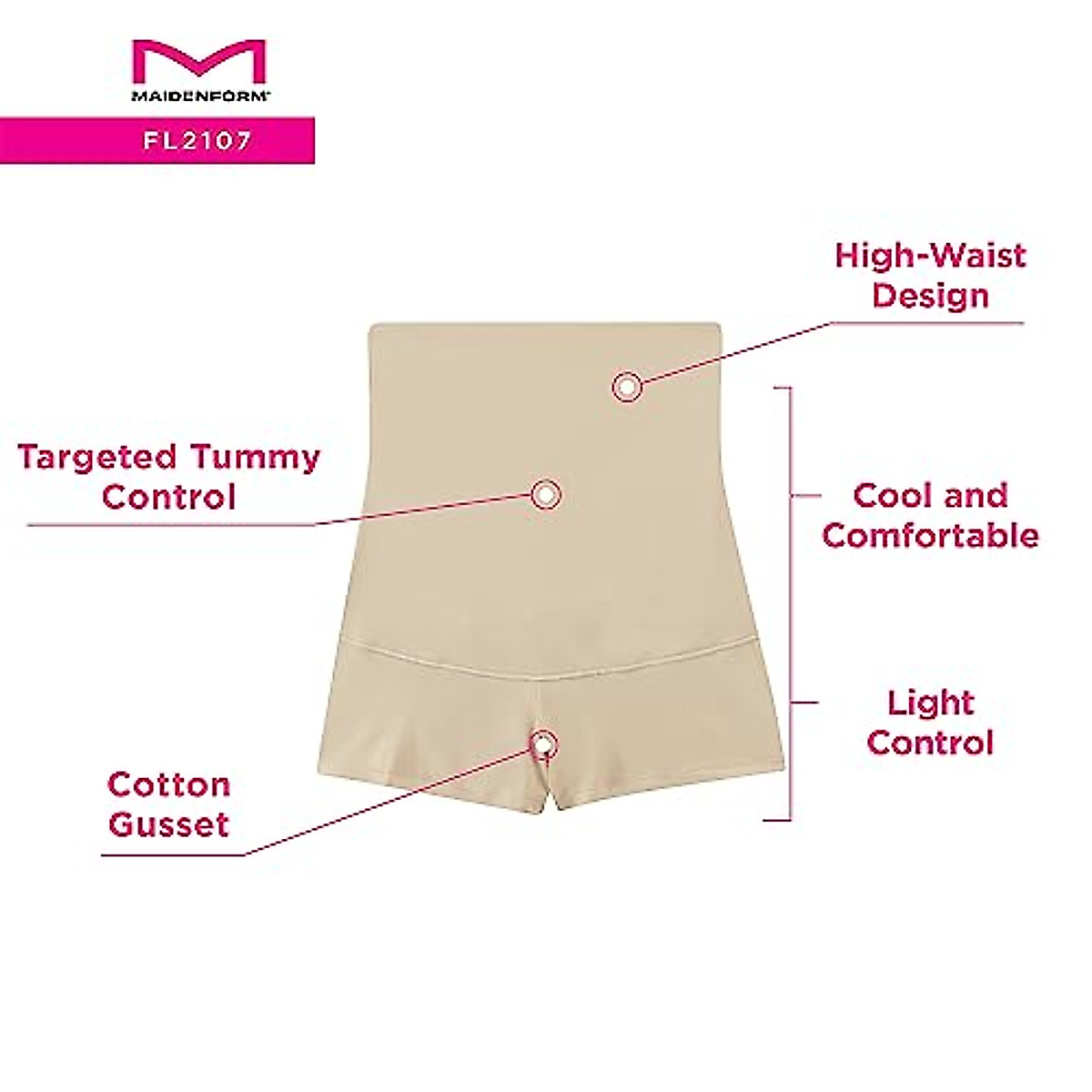 Maidenform Women's Minimizing Hi-Waist Fajas Shapewear FL2107, Latte Lift, Medium