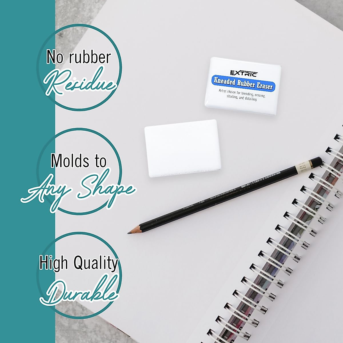 Kneaded Eraser - 4 Pack Kneaded Erasers for Artists - Erasers Medium Size Art Eraser, Gray Kneadable Erasers, Great for Artists, Sketching, Drawing and Shading