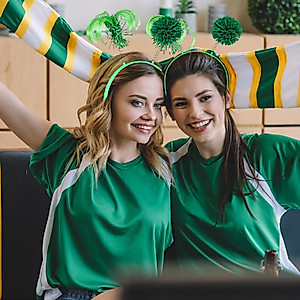 Censen 12 Pcs Pom Pom Headbands Party Headbands Tinsel Wrapped Ponytails Headbopper Headwear for Halloween Birthday Festival(Green)