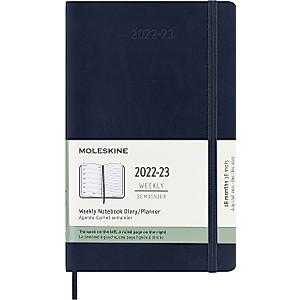 Moleskine Classic 18 Month 2022-2023 Weekly Planner, Soft Cover, Large (5" x 8.25"), Sapphire Blue