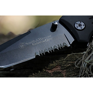 Smith & Wesson SWFR2S 8in High Carbon S.S. Folding Knife with 3.3in Tanto Point Serrated Blade and Aluminum Handle for Outdoor, Tactical, Survival and EDC