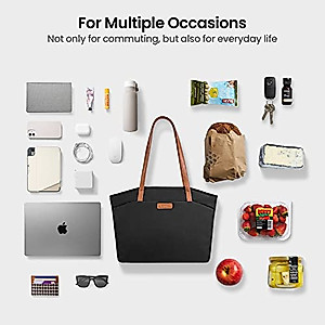 tomtoc Tote Bag for Women, Water-resistant Laptop Shoulder Bag Lightweight Large Capacity Shopping Bag for Daily Office Work, Business Travel Fits up to 16-inch MacBook Pro