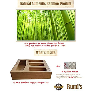 RUMI'S Ziplock Bag Storage Organizer for Drawer Bamboo Gallon, Quart, Sandwich, Great Value, Glad, Hefty Larger & More Practical Size: 13.5'' x 12.0'' x 3.0'' Inches. Golden Yellow 1 1.0 Count
