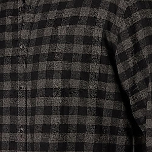 Amazon Essentials Men's Long-Sleeve Flannel Shirt (Available in Big & Tall), Charcoal Buffalo Plaid, Large