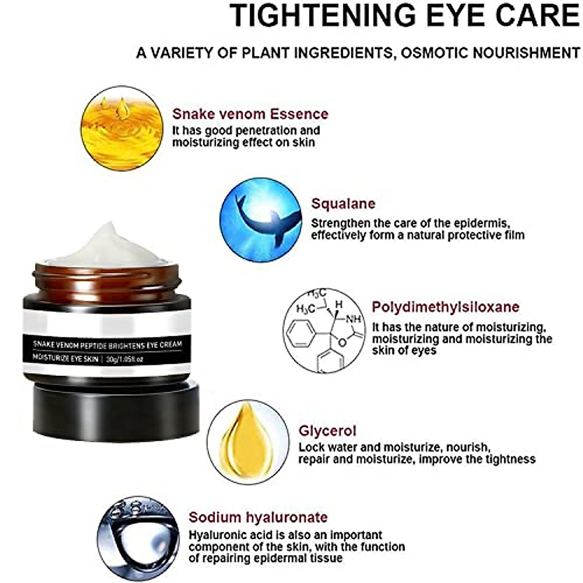 Verfons Firming Eye Cream, Verfons Temporary Firming Eye Cream, Verfons Snake Venom Firming Eye Cream, Anti Aging Eye Bag Cream, Fades Fine Lines and Wrinkles (2pcs)