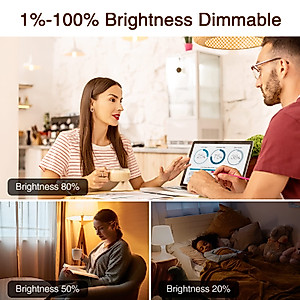 Smart Bulb, Wi-Fi Light Bulb That Compatible with Alexa and Google Home, LED Warm White Dimmable 2700K Light Bulb, A19 E26 800 Lumens, 75w Equivalent, 2.4GHz Wi-Fi Only, 4 Pack