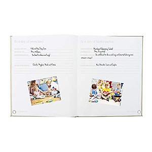 Pearhead Linen Baby Memory Book and Clean-Touch Ink Pad, Gender-Neutral Baby Accessory, Baby Milestones Photo Album, 50 Fill In Pages, New and Expecting Parents, Linen Ivory