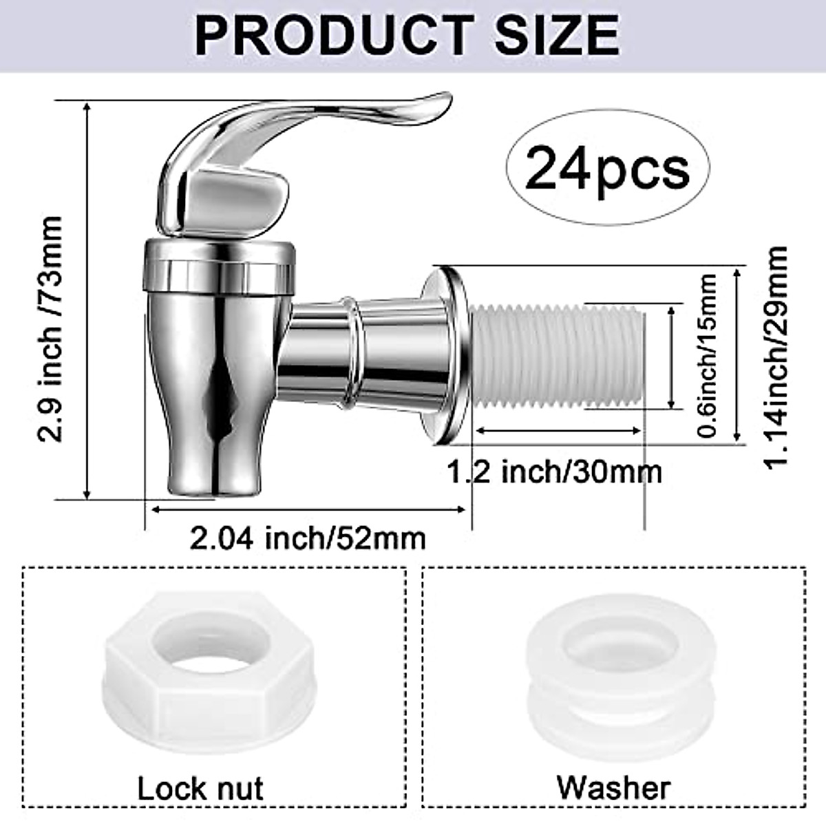 24 Pieces Beverage Dispenser Spigot Bulk Push Style Spigot Water Cooler Faucet Replacement Plastic Lever Spout Water Dispenser Spigot for Juice Lemonade Beverage Dispenser