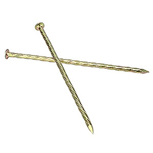 MOUYAT 100 PCS 6 Inch Metal Galvanized Spiral Spike, Landscape Garden Stakes Carpentry Nails Edging Anchors for Artificial Turf, Paver Edging, Construction, Weed Barrier, Tent, Gold