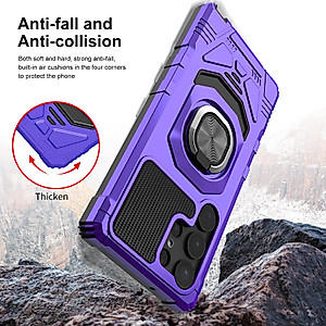 Ailiber for Samsung Galaxy S23 Ultra Cell Phone Case, Samsung S23 Ultra 5G Case with Screen Protector, Ring Kickstand for Magnetic Car Mount, Rugged Shockproof Heavy Duty Cover Case-Purple