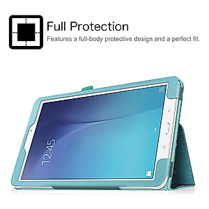 Fintie Folio Case for Samsung Galaxy Tab E 9.6 2015 (Model SM-T560/T561/T565/T567), Slim Fit Premium Vegan Leather Cover, Blossom