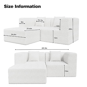 XSZD 69" Love Seat L Shaped Soft and Comfy Sectional Couches for Living Room Recliner Sofa Compression Packing Versatile Sectional Couch for Small Spaces