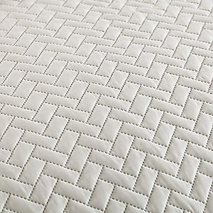 MERRY HOME Queen Size Quilt, 3-Piece Solid Quilts for All Season, Soft White Quilt Queen Bedding Cover Bedspread Set
