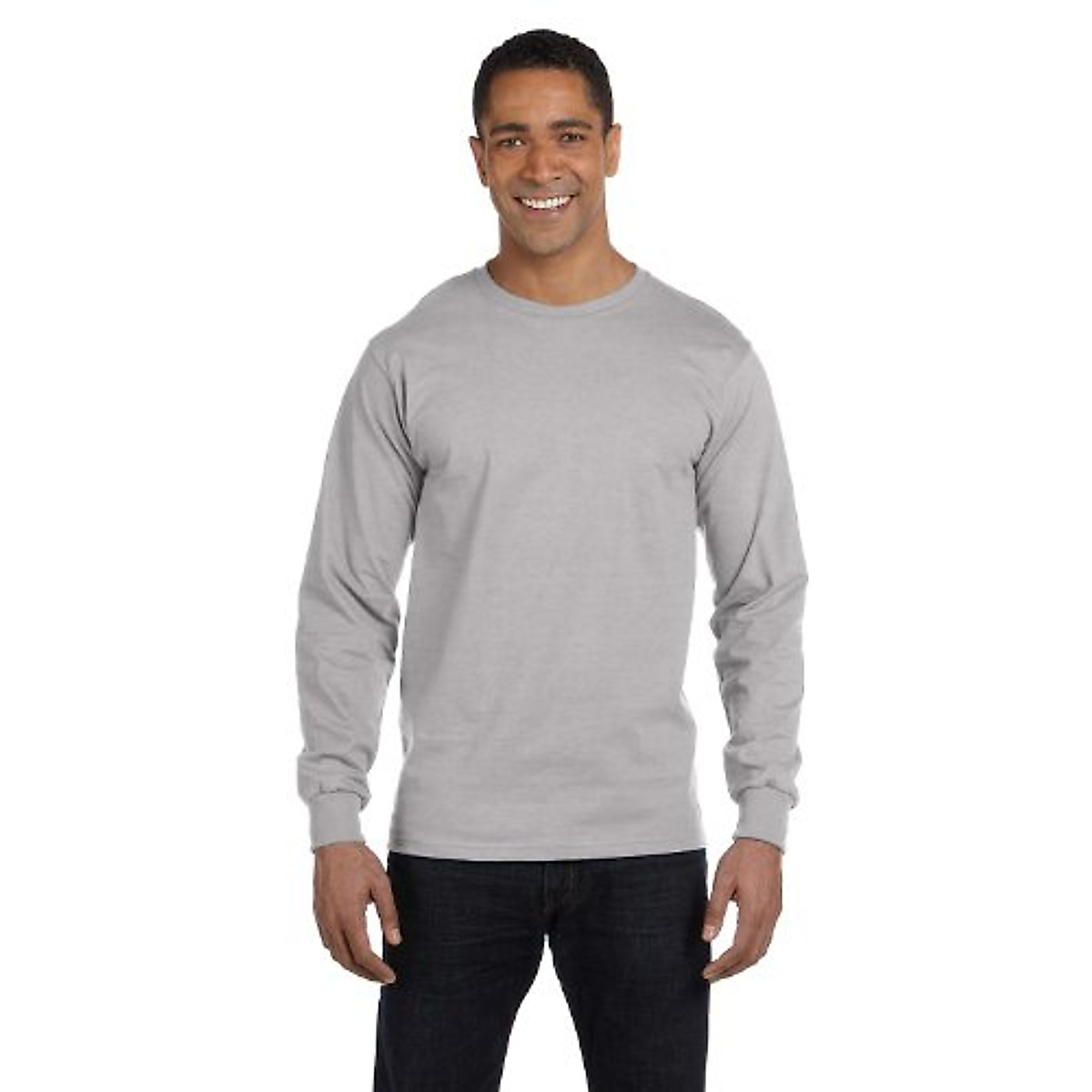 Hanes Men's Essentials Long Sleeve T-shirt Value Pack (2-pack), Light Steel,Medium