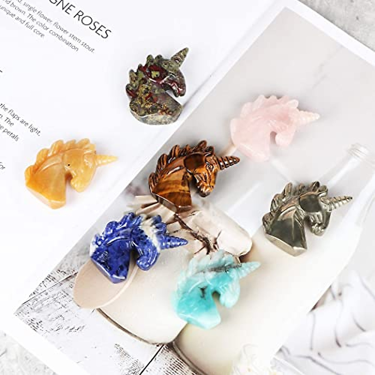 Artistone Tiger Eye Crystal Unicorn Figurine 3 Inch Carved Gemstone Decorative Unicorn Statue Ornament Collectible Healing Stone for Home Decor Birthday Mothers Day Christmas