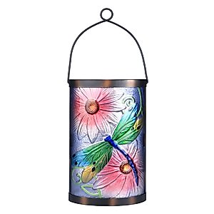 Afirst Solar Lantern Outdoor Hanging Glass Solar Dragonfly Lights Waterproof LED Solar Lamp for Garden Yard Tree Desk Decor
