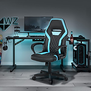 EUREKA ERGONOMIC Computer Gaming Chair, Game Chair Computer Desk Chair with Headrest,Lumbar Support Height Adjustable, E-Sports Sillas Gamer Chairs for Adults, Blue