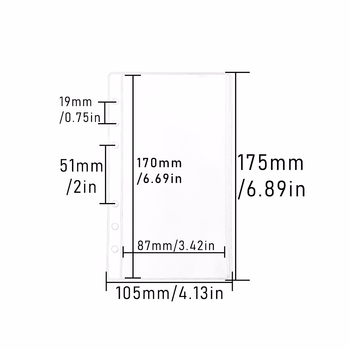 12pcs A6 Binder Pockets Zipless Clear Cash Envelopes Loose Leaf Binder Sleeves PVC Sheet Protectors 6 Holes for 6 Ring A6 Binder Organizer Photos Cards Bills (Clear A6 Binder Pocket)