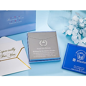 60th Birthday Gifts for Women Sterling Silver Six Ronud Circles Four Leaf Clover Necklace for Women Birthday Gifts