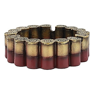 Ebros Rustic Western 12 Gauge Shotgun Shells Round Cigarette Ashtray Figurine 4.5"Diameter for Marksmen Hunting Country Old World Outdoor Lovers and Fans Decorative Ashtrays