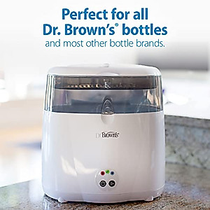 Dr. Brown's Deluxe Bottle Sterilizer and Baby Bottle Cleaning Brush with Sponge and Scrubber Bundle