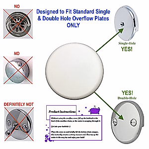 LORD OF LEISURE Madam of Leisure Infinity Bath Overflow Drain Cover - Fill Your Bathtub as High as You Dare - Not for Overflow Drains with a Lever (3.6" x 0.8", White)