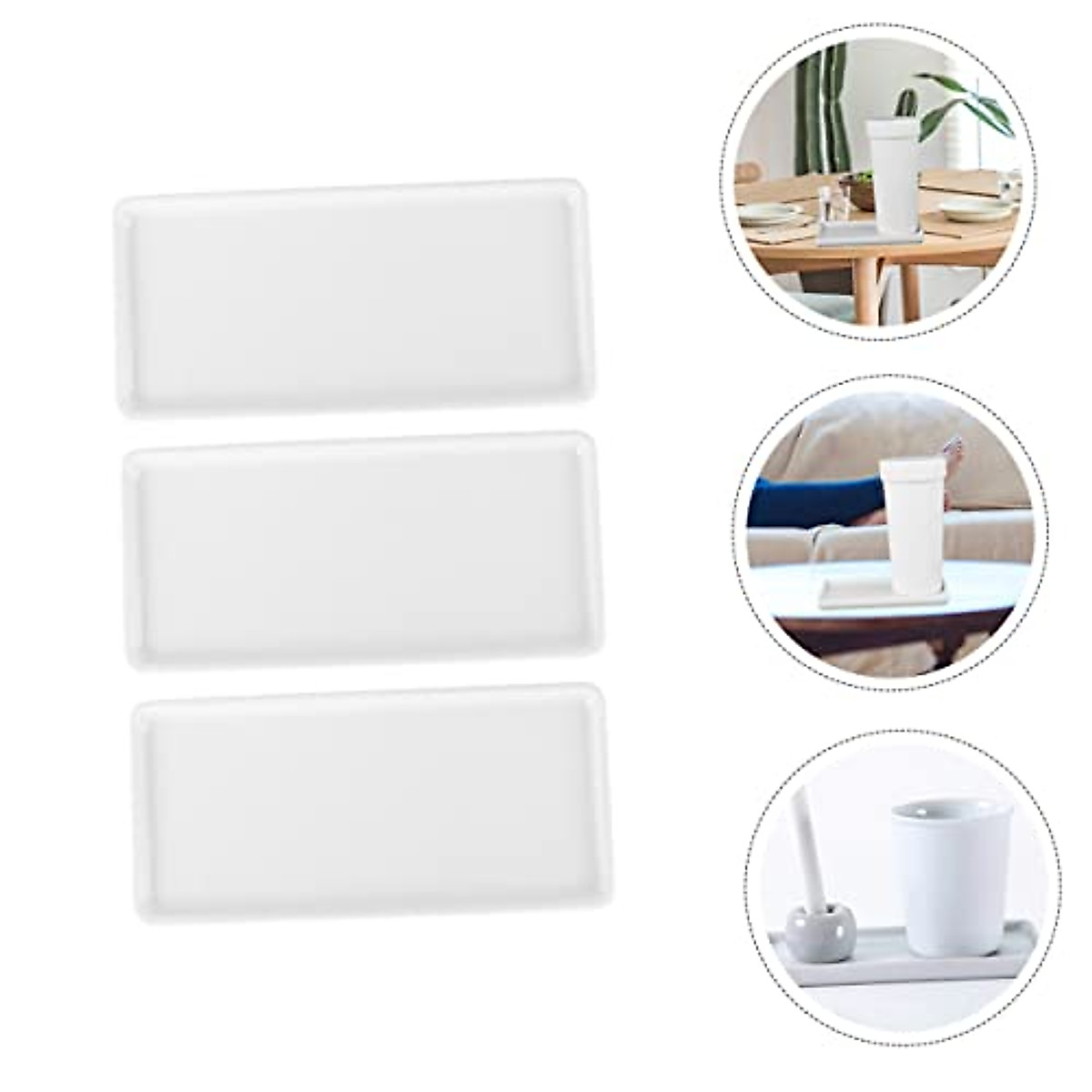 Yardwe 3pcs Rectangular Ceramic Tray White Vanity Tray Marble Dish Set Japanese Decor Ceramic Bathroom Tray Vanity Trays for Bathroom Ornate Tray Ceramic Storage Tray Toilet Tray Make up