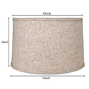 TOOTOO STAR Brown Lamp Shade Medium Drum Lampshade for Chandeliers Floor Light and Table Lamp 13x14x9 inch, Natural Linen Hand Crafted, Spider