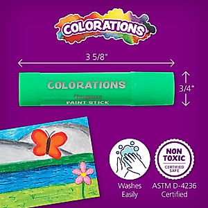 Colorations Tempera Paint Sticks, 144 Pcs, 12 Colors, Non-Toxic, Mess-Free Art Supplies for Kids, Bulk Set for the Classroom