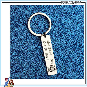 FEELMEM Funny Cow Cow Lover Gift Moo Bitch Get Out Da Hay Keychain Farmer Gift