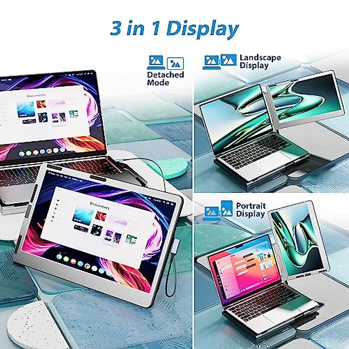 Teamgee 14" Laptop Screen Extender, 360° Rotation Portable Monitor for Laptop with Stand, 1080P FHD Dual Screen, Plug and Play for Windows, Mac, Surface, Dex & Switch, PS4/5
