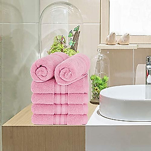 PiccoCasa Hand Towels for Bathroom 13 x 29 Inches 100% Cotton (6 Pack), Soft & Highly Absorbent Oversized Cotton Guest Towels for Hotel Spa, Face Towels Washcloth Pink