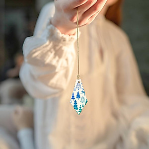 OLYCRAFT 4x5 Inch Christmas Tree Clay Stencils Christmas Theme Silk Screen for Polymer Clay Pines Pattern Silk Screen Stencils Mesh Transfer Stencils for Polymer Clay Jewelry Making