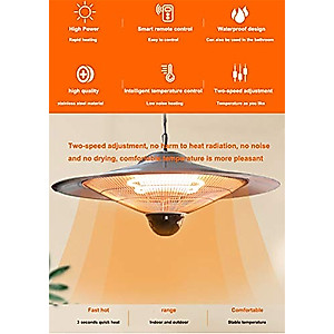 ZJDU Patio Heater - Electric Hanging Ceiling Patio Heater, Indoor/Outdoor Heater,Waterproof IP44 Rated,with Remote Control for Outdoor Garden Parasol Ceiling Patio Heater,35×58cm