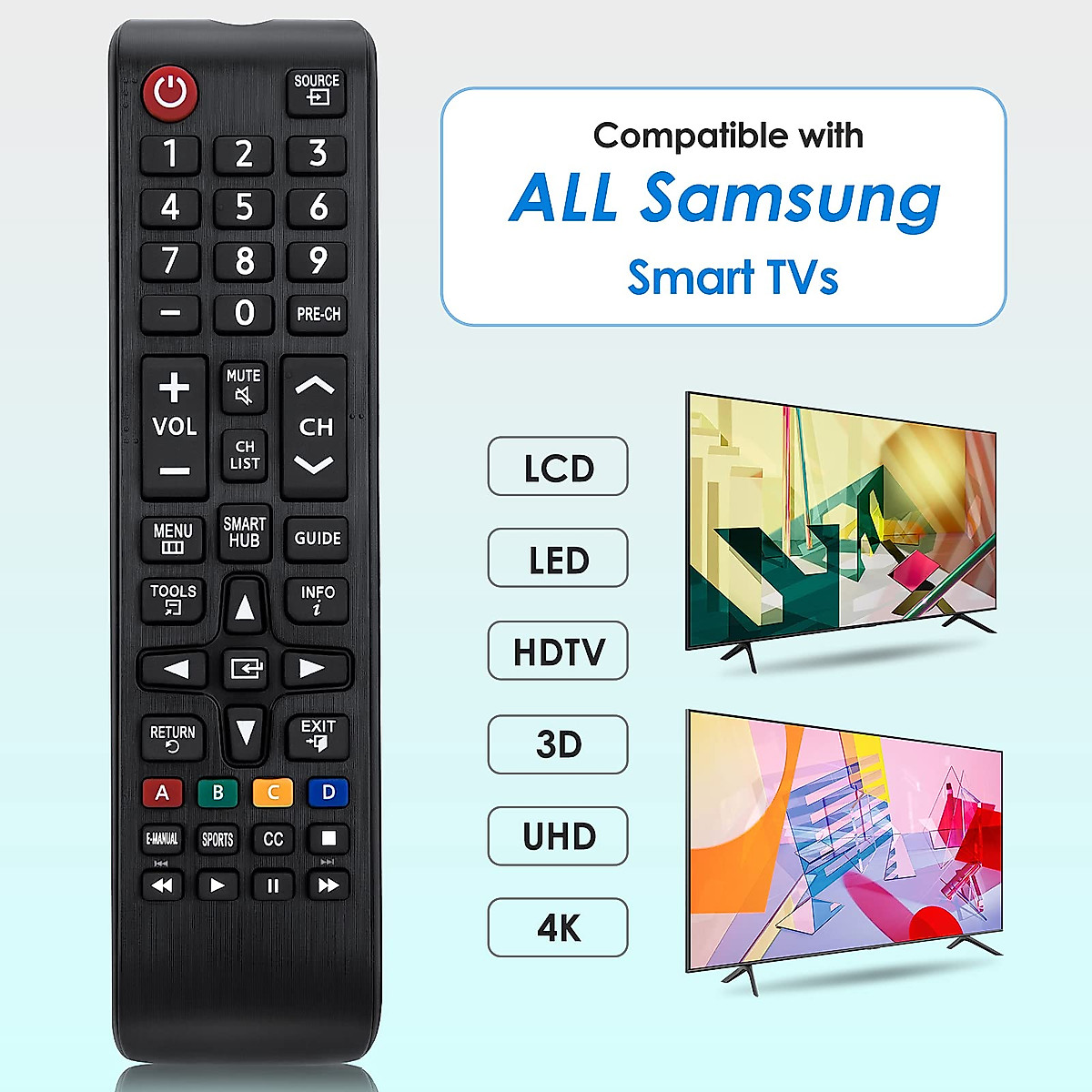 for Samsung-Smart-TV-Remote, Universal Replacement for Samsung TV Remote Control, for All Samsung TVs BN59-01199F