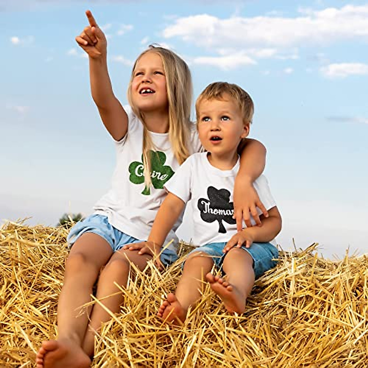 Personalized Name Shamrock Iron On Decal, Shamrock Name, Heat Transfer, Tshirt Decal, Applique, St. Patrick's Day Decal, Iron On Patch, DIY (Green Glitter)