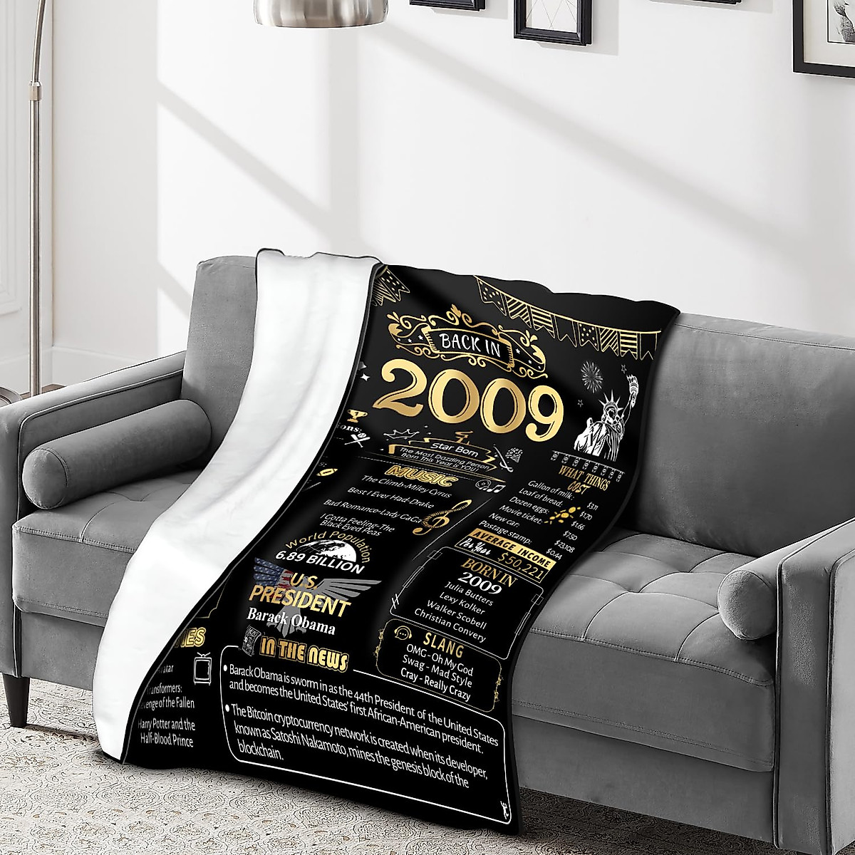 15th Birthday Gifts for Girls and Boys, Soft Comfortable Throw Blanket, Birthday Decorations for Daughter Son Grandson Granddaughter, 15 Year Old Birthday Decorations Blanket 60"X50", Back in 2009