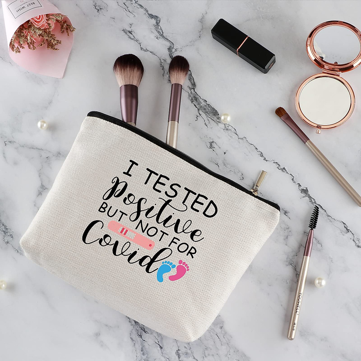 Pregnancy Announcements Zipper Travel Makeup Bag Pregnancy Gifts for First Time Moms Pregnant Mom Gifts Funny Gifts for Wife for New Mom Gifts First Time Mom Unique Gifts