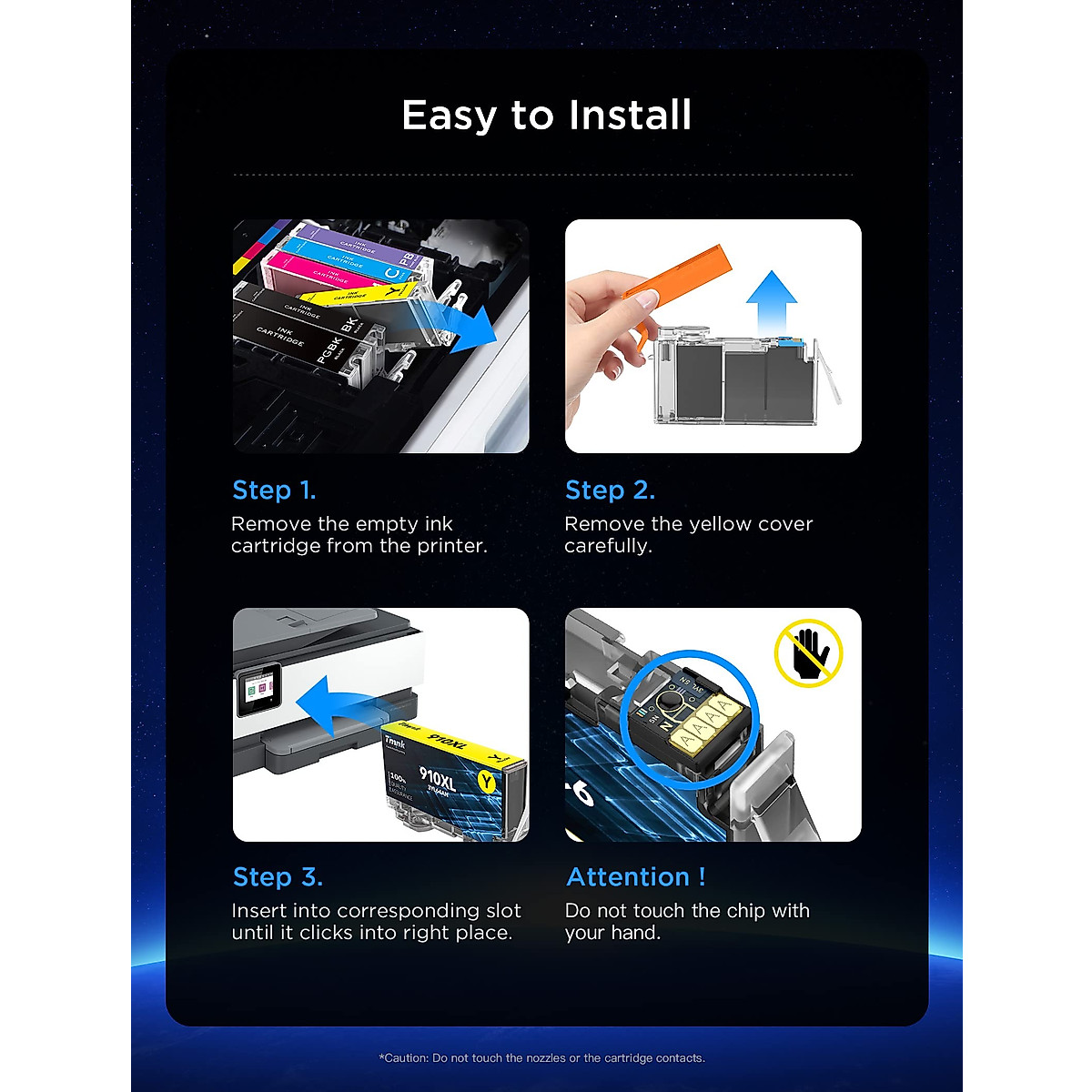 【4-Pack Larger Capacity】 910XL Compatible Ink Cartridges Replacement for HP 910 XL Ink Cartridges Combo Pack, Work for OfficeJet Pro 8025 8035 8020 8028 Printer (BCMY-4 Pack)