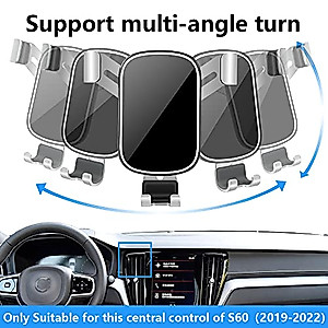 musttrue LUNQIN Car Phone Holder for 2019-2024 Volvo S60 [Big Phones with Case Friendly] Auto Accessories Navigation Bracket Interior Decoration Mobile Cell Mirror Phone Mount