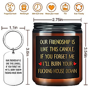 Fufandi Candle Birthday Gifts for Best Friend - Friendship Gifts, Jokes, Christmas, Gag Gifts for Friends, BFF, Coworker - Going Away Gift for Friend Female - Lavender Scented Candles with Keychain