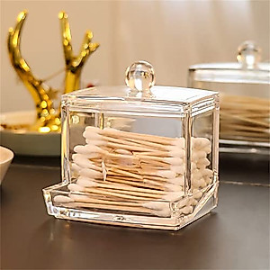 Typutomi Cotton Swab Holder, Modern Clear Cotton Swab Holder with Lid Cotton Swab Dispenser Storage Organizer for Bathroom Countertop Vanity(No Cotton swabs)