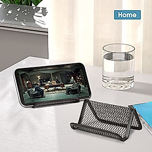 MaxGear Mesh Business Card Holder Stand Metal Business Card Stand for Desk Office Business Card Display with 50 Name Card Capacity 6 Pack Black