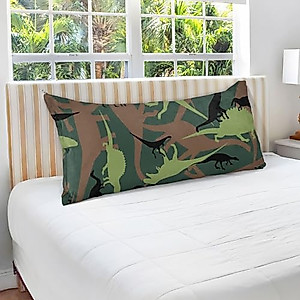 Dinosaur Camouflage Pillowcase for Hair and Skin Body Pillow Cover Body Pillow Case Queen Size 20"X 30" Body Pillow Case Cover with Zipper for Women