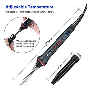 Electronics Soldering Iron Kit, [Upgraded] Soldering Iron 110V 90W LCD Digital Portable Soldering Kit 180-480℃(356-896℉), Welding Tool with ON/OFF Switch, Auto-sleep, Thermostatic Design