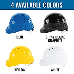Bullhead Safety Vented Cap Style Hard Hat with Six-Point Ratchet Suspension, Reversible Construction Hard Hat for Safety with Integrated Vents and Brow Pad, OSHA/ANSI Compliant, Shiny Black Graphite